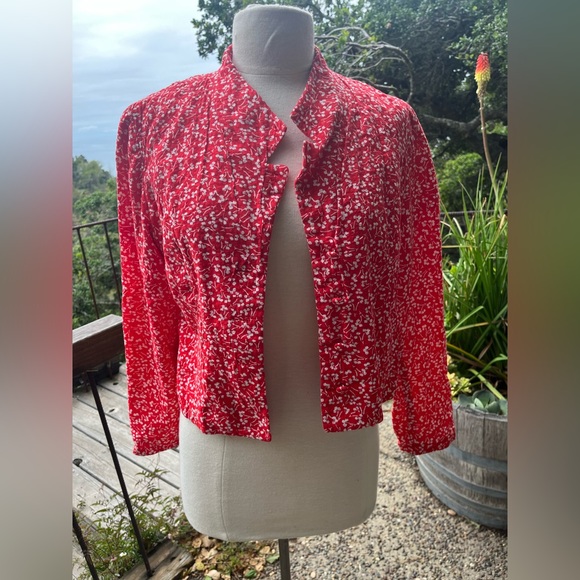 Vintage | Jackets & Coats | Vintage Redwhite Floral Jacket | Poshmark